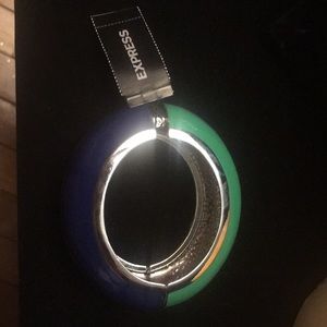 Express | Jewelry | Express Silver Green Blue Chunky Clasp Bracelet ...